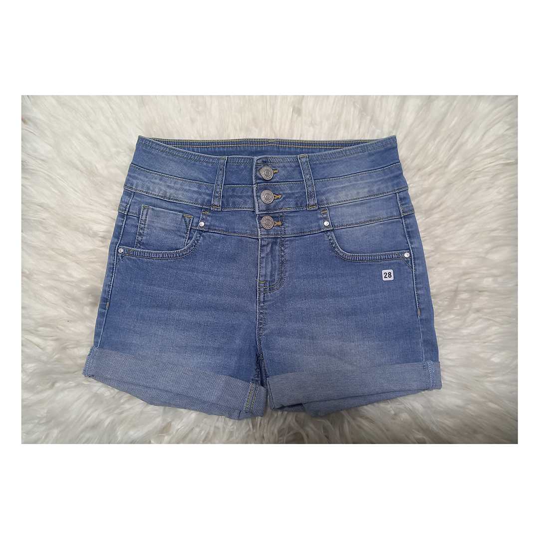ICE BLUE BUTTON FLY DENIM SHORTS - XeeClassic | The Denim Store